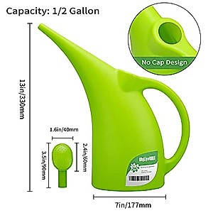 MyLifeUNIT Watering Can for Indoor Plants, Water Can with Shower Head, 1/2 Gallon (Green)