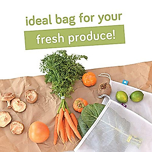 Reusable Produce Bags, Washable Mesh Bags for Fruits and Vegetables, Set of 5 - Flip and Tumble