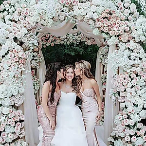 LUSHIDI Silk Hydrangea Heads with Stems Artificial Flowers Heads for Home Wedding Decor,Pack of 10 (White)