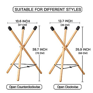 BeatRise Steel Tongue Drum Bracket, Steel Drum Handpan Stand, Solid Beech Wood Tripod Structure Tank Drum Holder, Ideal for 12 to 22 Inch Percussion Instrument (Medium)