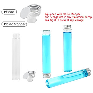 Cadbibe 30ml Glass Clear Test Tubes with Screw Caps and Plastic Stoppers, Liquid Sample Vial, Leak-Proof Flat Test Tubes, 24PCS
