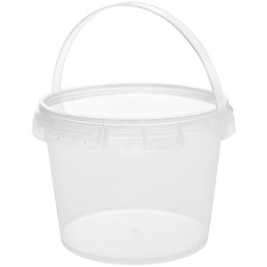 KEILEOHO 30 PCS 10 OZ Clear Plastic Bucket with Lids and Handle, Ice Cream Tub Containers, Round Plastic Pail Container, Freezer Food Storage Containers, Storage Containers for Snacks Food Fruit