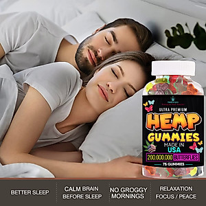 2Pack Hemp Gummies-Premium Hemp Oil Gummy Bears Butterfly Shape-Promote Peace and Relaxation, Back, Hair, Skin-Gomitas para Dormir-Made in USA