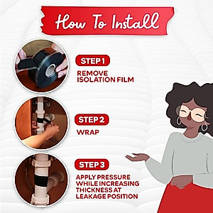 XFasten Self Fusing Silicone Tape for Plumbing Clear 1" X 36-Foot Non-Adhesive Leak Seal Tape Waterproof, Silicone Grip Tape, Rubber Tape Thick for Pipe, Hose Repair Tape, Stop Leak Tape