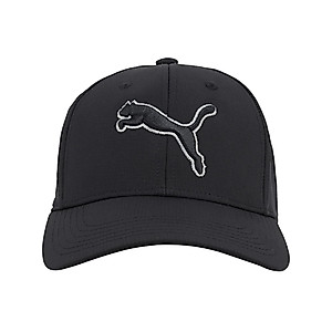 PUMA unisex adult Evercat Dillon Stretch Fit Baseball Cap, Black/Silver, Small-Medium US