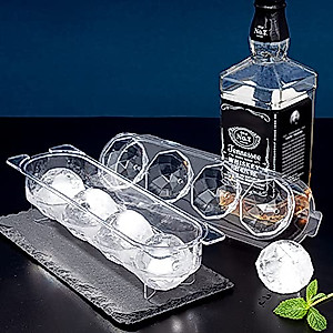 Combler Ice Molds, Ice Cube Tray for Freezer, 2 Inch Large Ice Cube Molds for Cocktails Whiskey Bourbon, Diamond Ice Ball Maker Mold, Round Ice Cube Mold Set of 2, With Tong & Storage Bag Gifts
