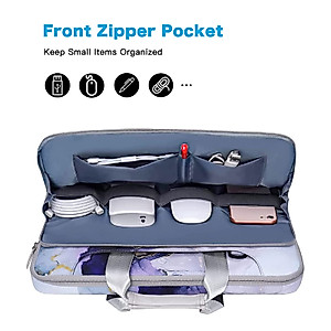 MOSISO 360 Protective Laptop Shoulder Bag Compatible with MacBook Air/Pro,13-13.3 inch Notebook,Compatible with MacBook Pro 14 inch M3 M2 M1 2023-2021, Polyester Sleeve with Belt Marble MO-MBH348