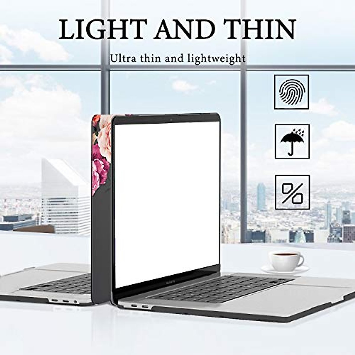 iLeadon MacBook Pro 13 inch Case 2020 Release Model A2338 M1/A2251/A2289, Plastic Hard Shell Case with Keyboard Cover Only Compatible 2020 New MacBook Pro 13 with Touch Bar Fits Touch ID, Peony Flower