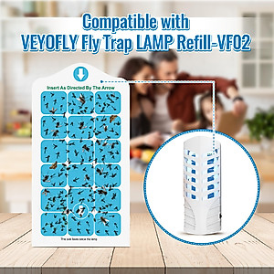 Qualirey 25 Pack Flying Insect Trap Refill Compatible with VEYOFLY Fly Trap LAMP Refill-VF02, Glue Board Insect Catcher, Replacement Sticky Glue Cards for Insect Bug Mosquito Gnat Fly Trap Indoors