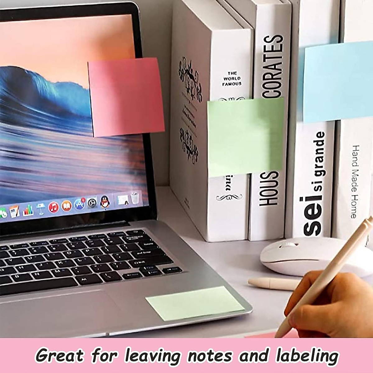 Sticky Notes 3x3 Inches Bulk 28 Pack 2800 Sheets Colored Self-Stick Pads, 100 Sheets/Pad, 4 Bright Colors (Yellow, Green, Pink, Blue) for Office Supplies, School, Home