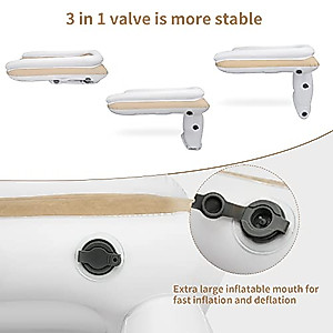 Toddler Airplane Bed, FTOYIN 3 in 1 Air Valve Toddler Travel Bed with Seat Belt & U-Shaped Fence, Inflatable Foot Rest for Air Travel Cars Trains Airplane Travel Essentials kids Free Inflatable Bucket