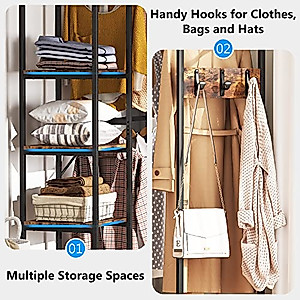 Tribesigns L Shape Clothes Rack, Corner Garment Rack with Storage Shelves and Hanging Rods, Space-Saving Large Open Wardrobe Closet for Bedroom