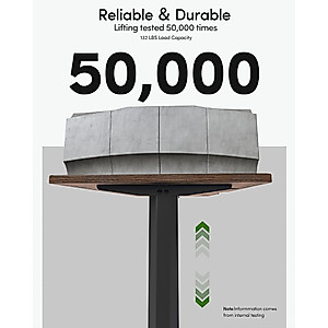 Cubiker 44 x 24 Inch Standing Desk, Stand up Height Adjustable Home Office Electric Table, Sit Stand Desk with Splice Board, Black Frame & Rustic Brown Desktop