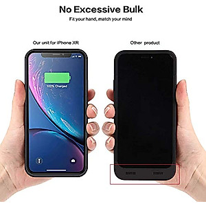 QTshine Battery Case for iPhone XR, Newest [6800mAh] Protective Portable Charging Case Rechargeable Extended Battery Pack Charger Case for Apple iPhone XR(6.1inch) Backup Power Bank Cover - Black