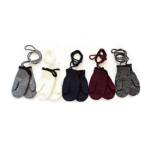 tittimitti 100% Virgin Wool Baby Toddler Kids (6 Months - 7 Years) Thumbed Mittens with String. OEKO-TEX® Standard 100 (2 (3-5 Years), Heather Grey)