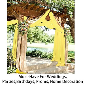 ShinyBeauty Chiffon Backdrop Curtain 2 Panel 29x108 Yellow Tulle Backdrop Chiffon Backdrop Drapes 5FTx10FT Yellow Chiffon Backdrop Wedding Chiffon Curtains for Backdrop(29x108'' x2pcs, Yellow)