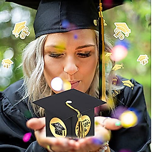 60 Pieces Graduation Candy Boxes 2023 Graduation Cap Gift Box Graduation Celebration Chocolate Box with Stickers for 2023 Graduation Gifts Grad Ceremony Party Favors (Gold and Black)