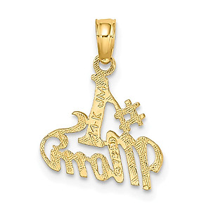 Solid 14k Yellow Gold Number One # 1 MOM Pendant Charm - 15mm x 13mm