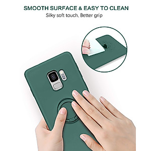 BENTOBEN Samsung Galaxy S9 Case, Slim Silicone | 360° Ring Holder Kickstand | Support Car Mount | Soft Rubber Shockproof Bumper Protective Non-Slip Case for Samsung Galaxy S9 5.8" (2018), Dark Green