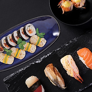 FRCOLOR Serving Platter Dishes Oval Serving Plates Sushi Platter Snack Storage Plattersushi Appetizer Plates Japanese Style Dinnerware ( Blue Small Sizes )