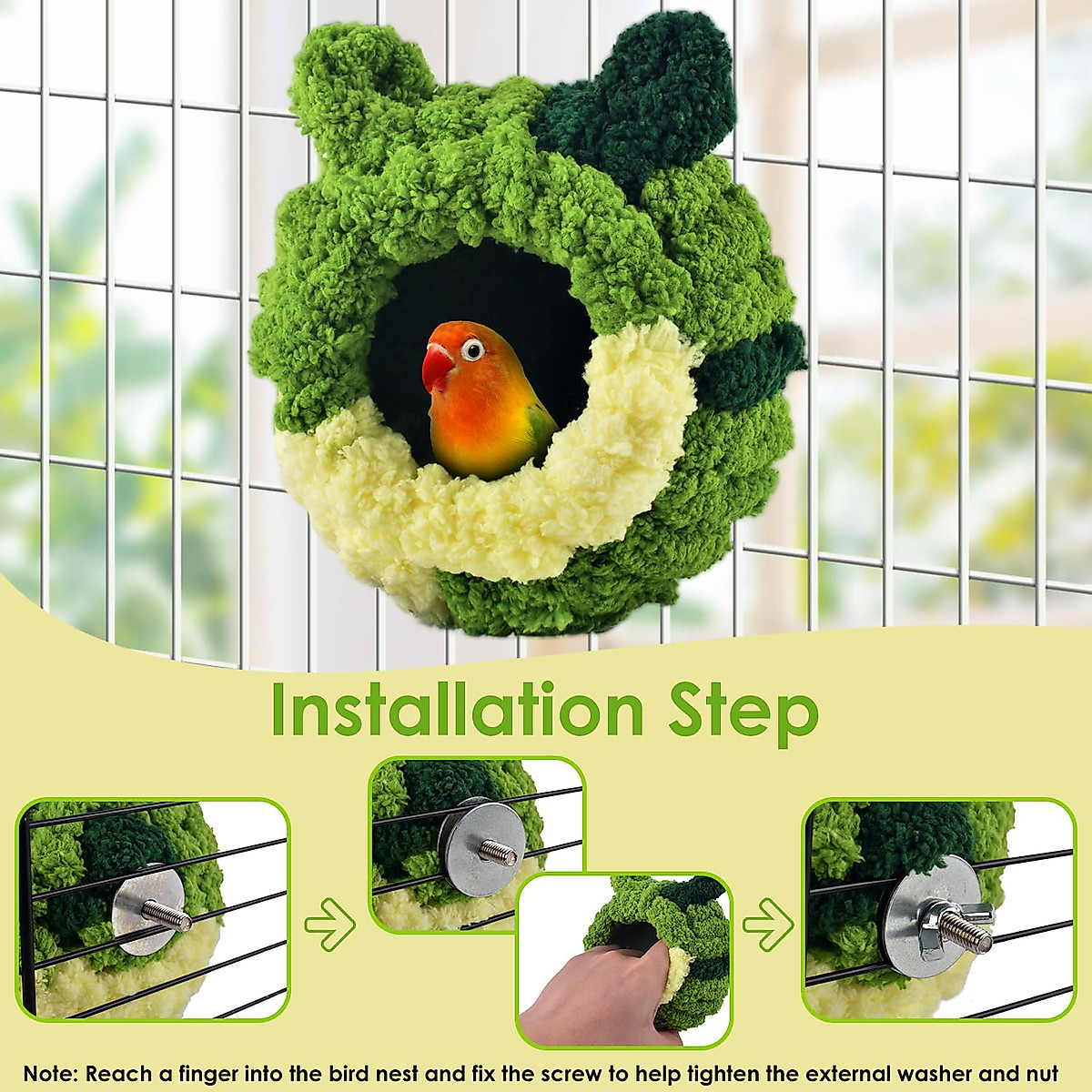 KATUMO Bird Nest, Conure Breeding House Parrotlet Snuggle Hut Lovebird Bed for Conure, Lovebird, Canary, Finch, Coneshape Birds, Hamster, Small Pets