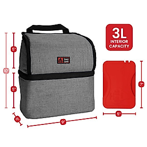 Lava Lunch™️ | Heated Lunch Box with Insulated Cold Compartment | Food Warmer Lunch Bag for Kids & Men & Women (Heather Grey)
