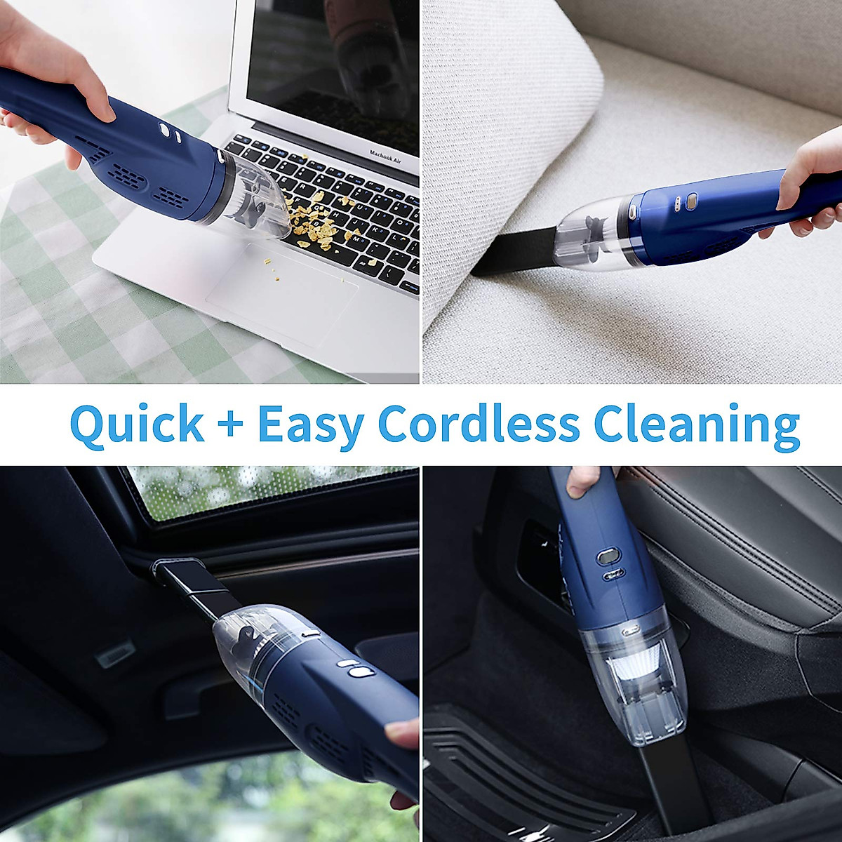 666 SIX BY SIX 【 Upgraded】 Handheld Vacuum Cleaner Cordless, Portable Mini Car Vacuum Small Dust Buster 5500 PA Strong Suction, Rechargeable Hand Vac for Home Car Pet Hair Carpet Cleaning