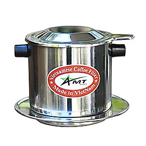 AMT 13 OZ Vietnamese Coffee Maker, 2-3 Servings Phin, Screw Down Coffee Vietnamese Coffee Filter Vietnam Coffee Dripper for making Vietnamese Style at Home Office(9, Cork)