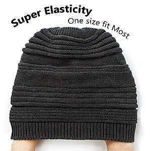 Senker Fashion 2 Pack Womens Slouchy Beanie Winter Knit Soft Hat for Women and Men Grey Black