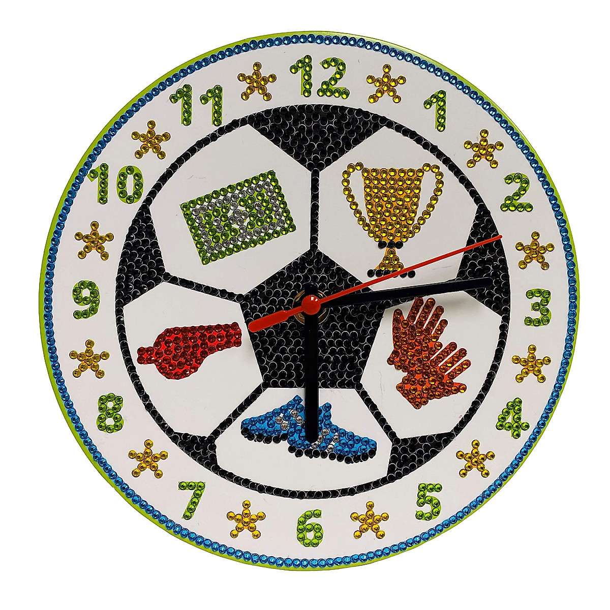 Little Learning Hands Soccer Ball Diamond Painting Kit Soccer Clock| Soccer Mosaic | Kids Crafts with Clock and Diamond Art Kit | Creative Crafts for Kids and Adults | Gifts for Girls and Boys