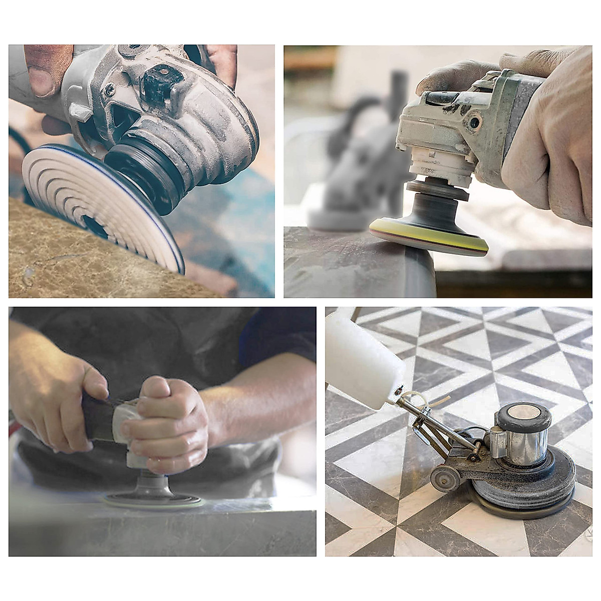 Waies 11 Packs 4 Inch Diamond Polishing Pads with 5/8"-11 Backer Pad 9 PCS Wet/Dry Polish Pad Kit for Drill Grinder Polisher 50-10000 Grit Pads for Marble Tile Quartz Granite Concrete Countertop