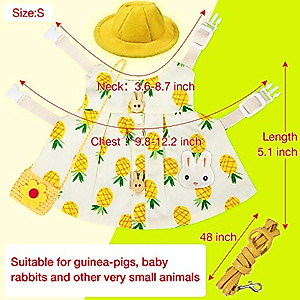 2 Sets Small Animal Harness Vest and Leash Set Small Pet Chest Harness Vest Walking Vest Harness for Rabbit Ferret Teacup Poodle Kitten (Pineapple and Plaid)