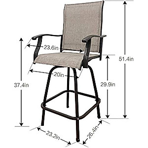 BANIROMAY Swivel Bar Stools All-Weather Patio Furniture, 2 Pack Textilene Patio Bar Chairs with Metal Frame, for Bistro Lawn, Garden, Backyard