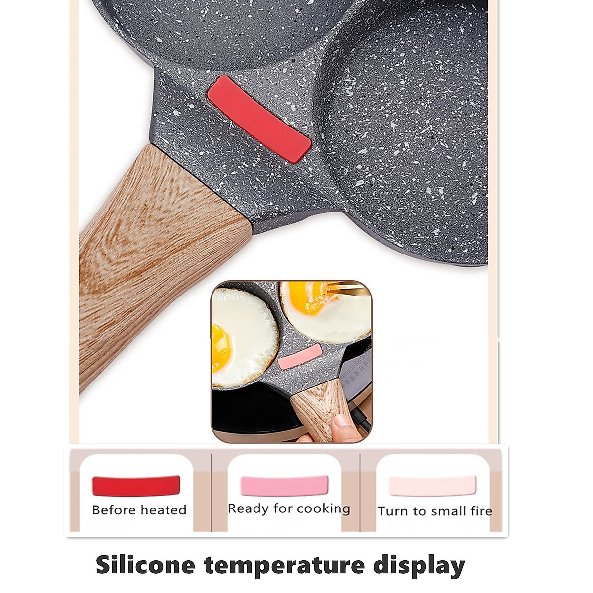 HUPECHAM 4-Cup Egg Pan Nonstick, and Healthy Granite Egg Frying Pan, Versatile Breakfast Skillet for Eggs, Pancakes, Plett, Crepes, Compatible with Gas Stove and Induction Cooktop