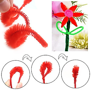 TOAOB 120pcs Fuzzy Bumpy Pipe Cleaners 12 Assorted Colors Chenille Stems Craft Supplies 13mm x 12 inch Pipe Cleaners for DIY Art Crafts Decorations