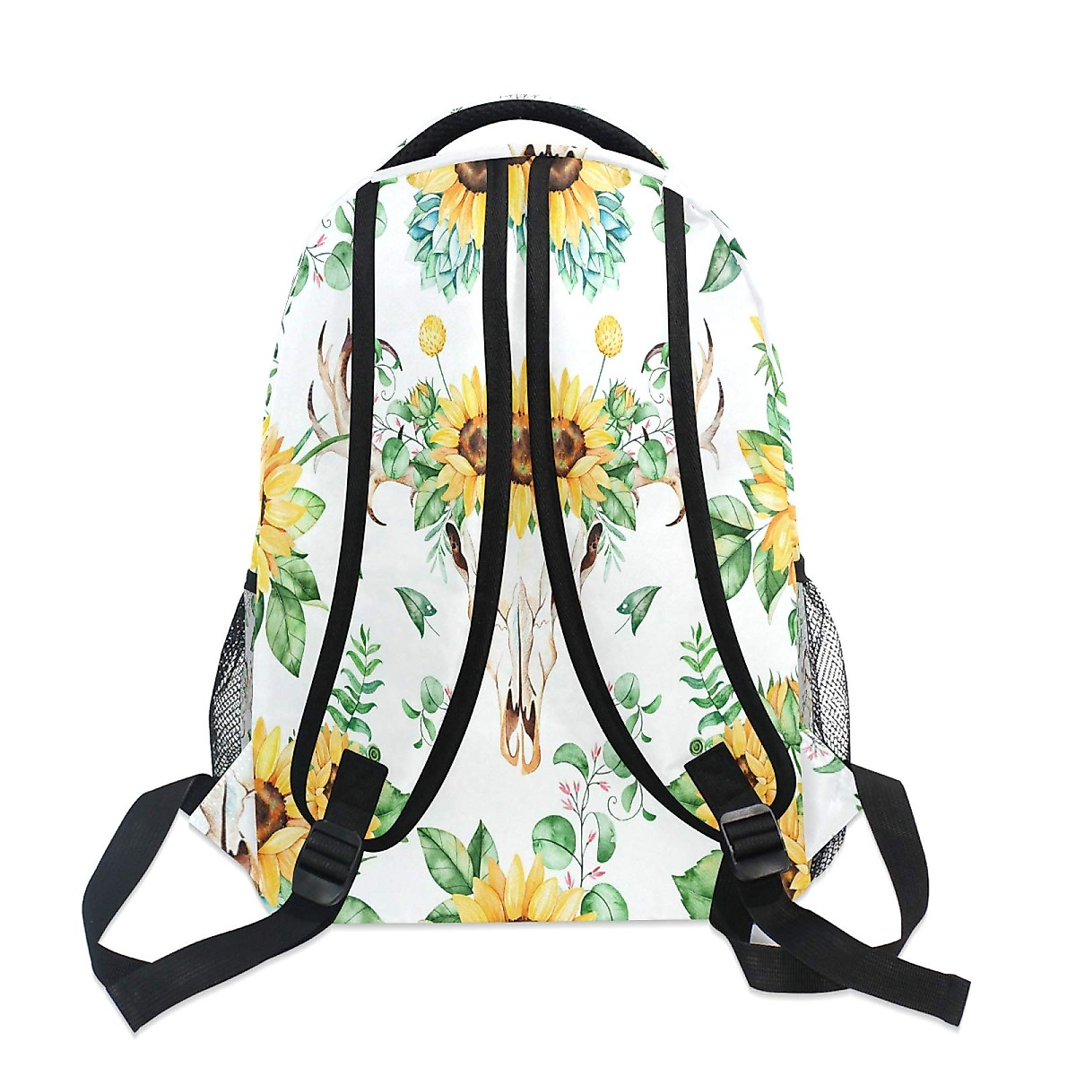 AUUXVA Sunflower Plant Cow Skull 16 Inches Laptop Backpack for School Boys Girls Women Kids Student Bookbag Shoulder Bag Daypack for College Travel Work