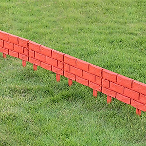 Gardenised Outdoor Brick Stone Gate Lawn Edging Pack of 8, Red
