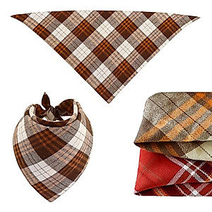 YUANKEXIANG Fall Bandana for Dogs 2 Pack - Christmas Pet Triangle Scarf Classic Plaid Reversible Bibs Kerchief Saliva Towel Set Pet Costume Accessories for Small Medium Large Dogs Cats