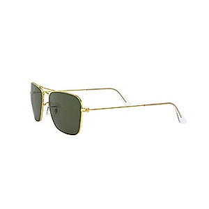Ray-Ban RB3136 Caravan Square Sunglasses, Gold/G-15 Green, 58 mm