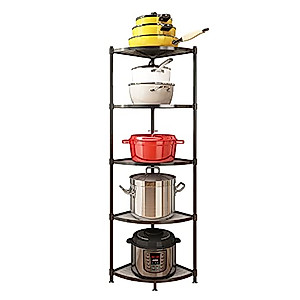 ZIGAMA 5-Tier Kitchen Pot Rack, Multi-layer Corner Shelf Stand Metal Shelves for Kitchen