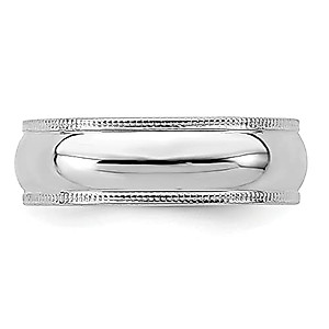 IceCarats 925 Sterling Silver 6mm Half Round Milgrain Plain Classic Wedding Band Ring Size 7.5