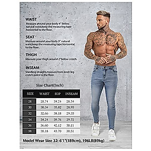 Woenzaia Black Ripped Skinny Jeans for Men Stretch Slim Fit Distressed Denim Jeans Tapered Jean Pants