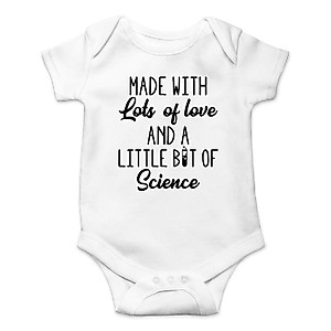 Made With Lots Of Love And A Little Bit Of Science - Funny Baby Essentials Bodysuit Romper (Newborn, White)
