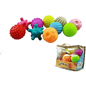 ROHSCE 10 Pack Sensory Balls for Babies Kids, 6 to 12 Months Baby Toy Ball Toddlers and Infant Small Massage Soft Textured Multi Ball Set…