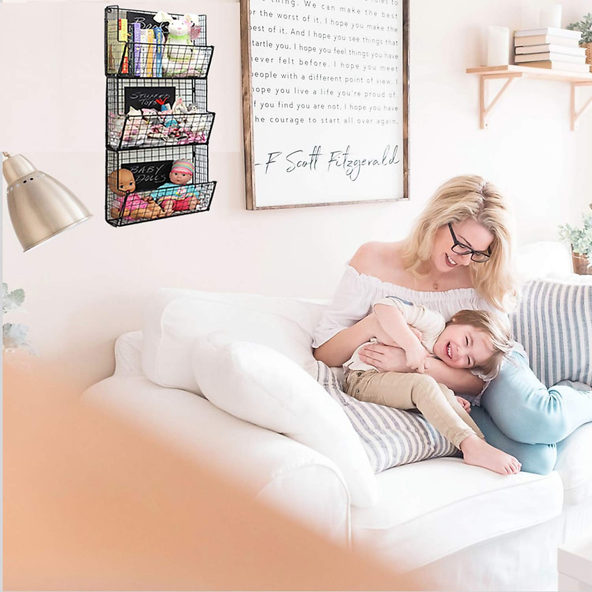 3-Tier Wall Mounted Storage Basket Foldable Organizer, Hanging Metal Wire Basket with Chalkboards, Kitchen Fruit Produce Pantry Bathroom Laundry Organization Office Garage Storage, Black