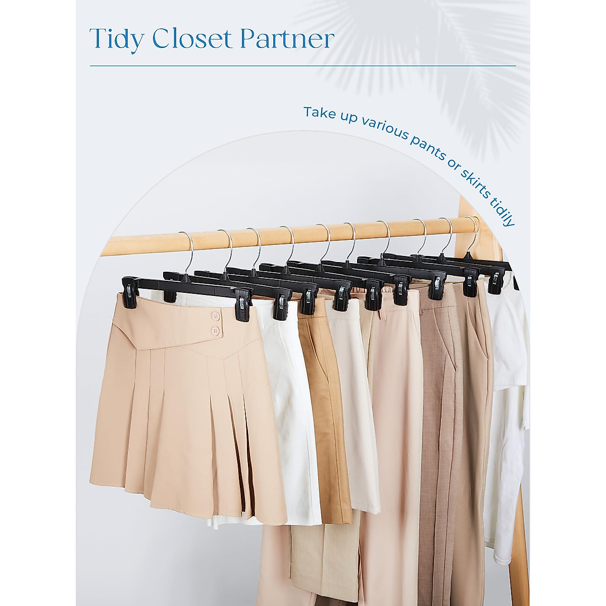 Titan Mall Pants Hangers 30 Pack 12inch Black Plastic Skirt Hanger with Non-Slip Big Clips and 360 Rotatable Hook, Durable and Sturdy Plastic Hanger, Elegant and Economical for Hanging Pants or Skirts