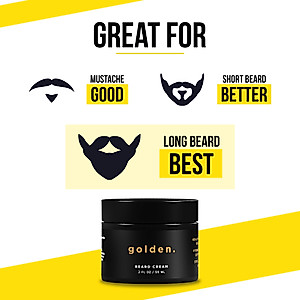 Golden Grooming Beard Oil & Balm Bundle for Men – Natural Growth Kit with Shea Butter – Tame, Moisturize & Style Your Beard (Beard Cream 2 fl oz)