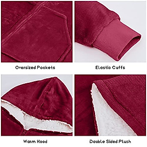 JOYWOO Wearable Blanket Hoodie, Oversized Hoodie Sweatshirt Blanket for Adults Women Men, Gift, Cozy and Fuzzy Sherpa Hoodie Blanket with Zipper and Giant Pocket