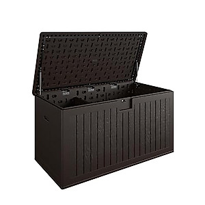 COSCO Large 150 Gallon Outdoor Storage Box with Storage Divider, Weather Resistant Resin, Dark Brown Finish - Ideal for Home Furniture and Outdoor Furnishings