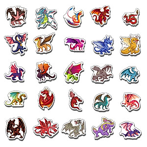 Pack 50 Pcs Cute Animal Dragon Stickers for Water Bottles Waterproof Laptop Luggage Cups Computer Journaling Teens Adults Girls Boys Aesthetic Sticker Packs Small Vinyl Decals